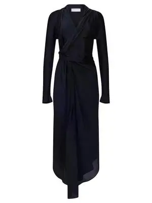 Victoria Beckham Lea Knotted Detail Midi Dress - Blue