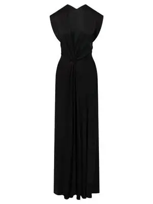 Victoria Beckham Aria Twist Detail Maxi Dress - Black