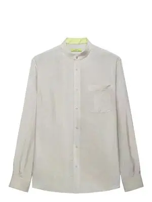 Shanghai Tang Fortune Mandarin-collar Chest-pocket Shirt - Neutrals