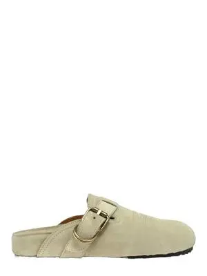 BUTTERO® Suede Buckle Strap Mules - Neutrals