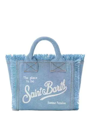 MC2 SAINT BARTH Vanity Mini Frayed Tote Bag - Blue