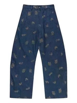 Munthe Vasler Bead-embellished Wide-leg Jeans - Blue