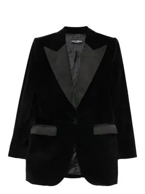 Dolce & Gabbana Velvet Peak Lapel Blazer - Black