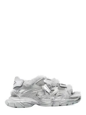 Balenciaga Track Faux-fur Sandals - Silver