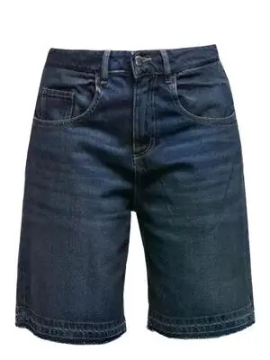 ICON DENIM LOS ANGELES Raw-edge Wide-leg Denim Shorts - Blue