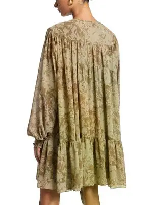 Michael Kors Floral Georgette Tiered Dress - Neutrals