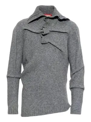 DIESEL® Knitted Layered Effect Turtleneck Sweater - Grey