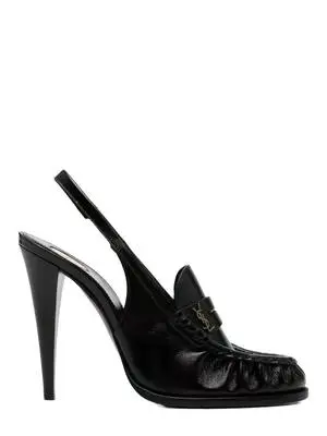 Saint Laurent Leather Le Loafer Slingback Pumps - Black