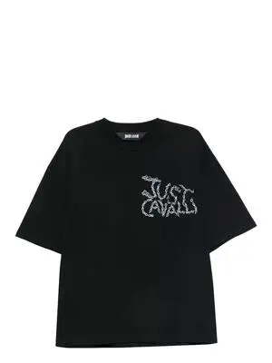Just Cavalli Leopard Chain-print T-shirt - Black