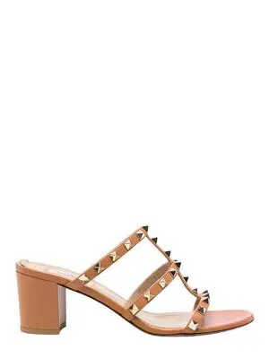 Valentino Garavani Valentino Garavani Rockstud Leather Heeled Sandals Brown