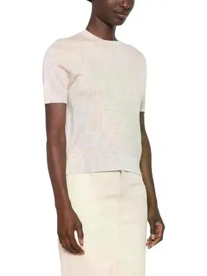 Fendi Ff-monogram Wool T-shirt - Neutrals