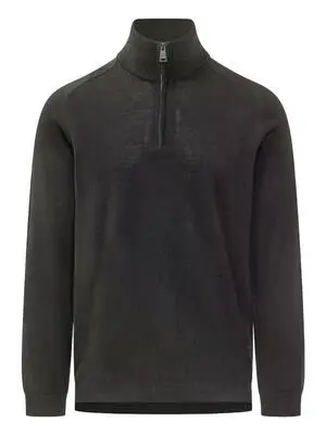 Premiata Quarter-zip Ribbed Wool Sweater - Black