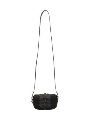 INNERRAUM Sculptural Overlay Suede Shoulder Bag - Black