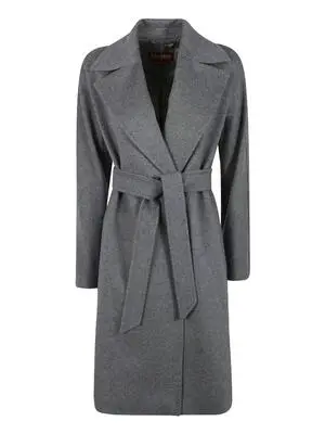 Max Mara Max Mara Belted Single-Breasted Coat Grey