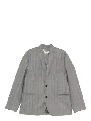 HED MAYNER Pinstripe Collarless Blazer - Grey