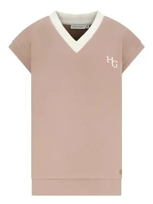 HOUSE OF GRAVITY Spencer Logo-embroidered V-neck Top - Neutrals