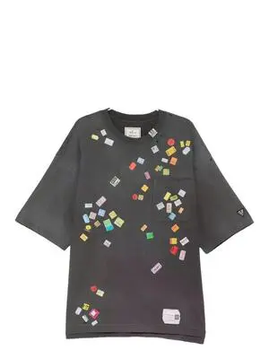 Mihara Yasuhiro Sticker-print Distressed T-shirt - Grey