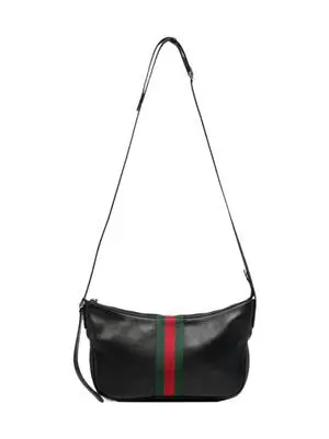 Gucci Small Lunetta Crossbody Bag With Web Stripe - Black