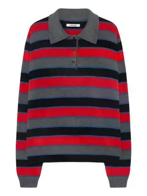 CORDERA Cordera Striped Long-Sleeve Polo Top