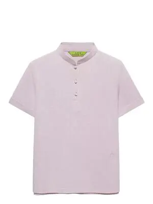 Shanghai Tang Mandarin Collar Knot-button Polo Top - Purple
