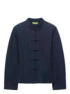 Shanghai Tang Seersucker Frog-fastening Blouse - Blue