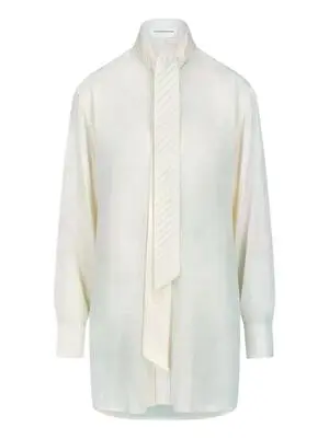 Victoria Beckham Pleated Scarf Detail Blouse - Neutrals