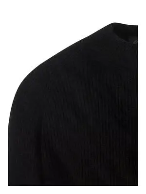 Brioni Ribbed Knit High Neck Long Sleeve Sweater - Black