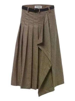Monse Pleated Wrap Midi Skirt - Brown