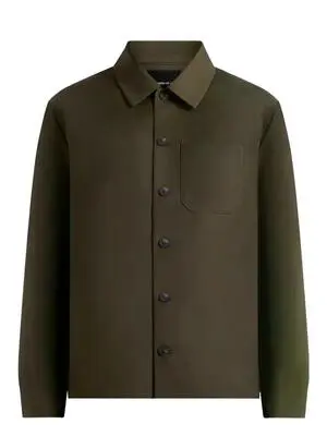Manière De Voir Valentin In Olive Classic Tailored Ling Sleeve Shirt - Green
