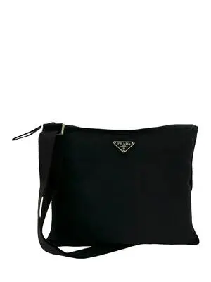 Prada Tessuto Zip Top Crossbody Bag - Black