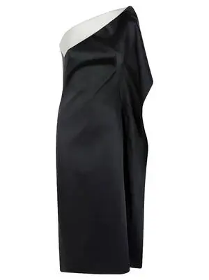 RÓHE One-shoulder Draped Midi Dress - Black