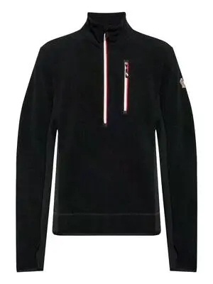 Moncler Embroidered Logo High Neck Sweater - Black