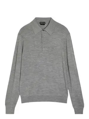 TOM FORD Long-sleeve Polo Shirt - Grey
