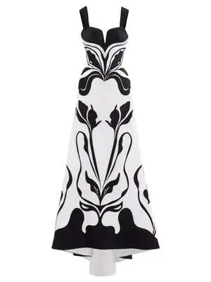 SAIID KOBEISY Laser Cut Scuba Maxi Dress - White