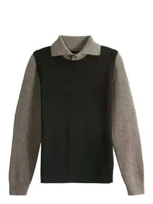 MAISON MARGIELA Layered Ribbed-sleeve Sweater - Black