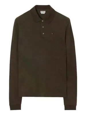 Burberry Long-sleeve Wool-cotton Polo Shirt - Brown