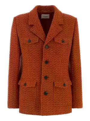 Saint Laurent Single-breasted Tweed Jacket - Orange