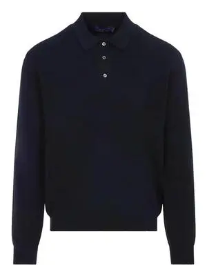Ralph Lauren Purple Label Cashmere Polo Sweater - Blue