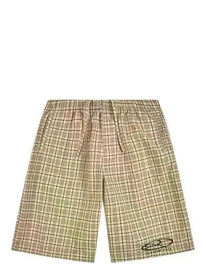 BOREDOM KILLS Check-print Logo-print Lounge Shorts - Neutrals
