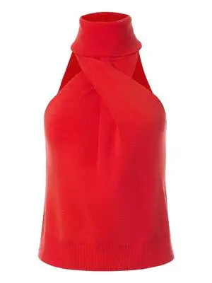 Monse Monse Twist-Front Halterneck Top Red