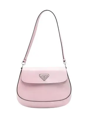 Prada Spazzolato Leather Cleo Flap Shoulder Bag - Pink