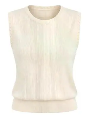 MAISON123 Priscilla Ribbed Knit Sleeveless Top - Neutrals