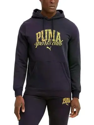 PUMA Logo-print Drawstring Hoodie - Blue