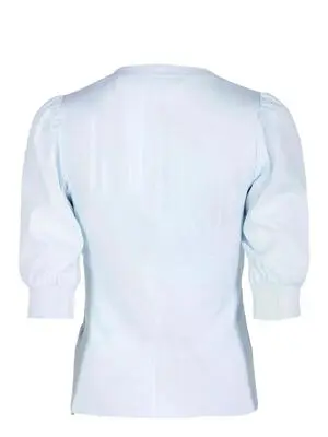 Veronica Beard Veronica Beard Coralee Puff-Sleeve Henley Top Blue