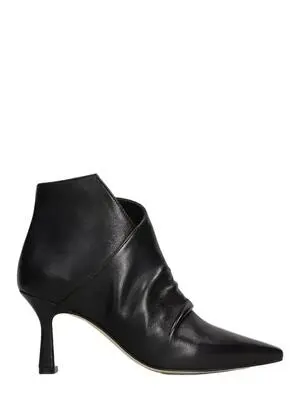 THE SELLER Ruched Pointed-toe Ankle Boots - Black