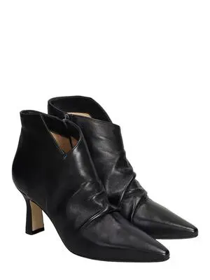 THE SELLER Ruched Pointed-toe Ankle Boots - Black