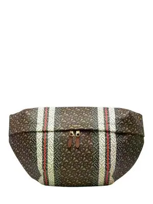 Burberry Extra Large Tb Monogram E-canvas Stripe Belt Bag - Brown