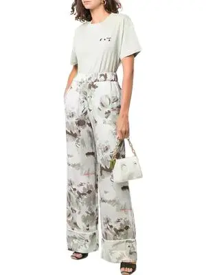 Off-White Logo Print Cotton T-shirt - Green