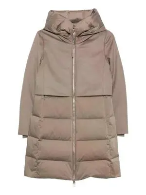 DUNO Padded-panel Hooded Coat - Brown