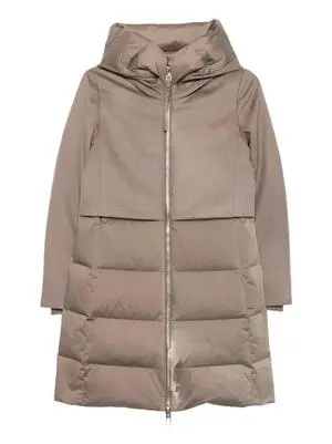 DUNO Padded-panel Hooded Coat - Brown